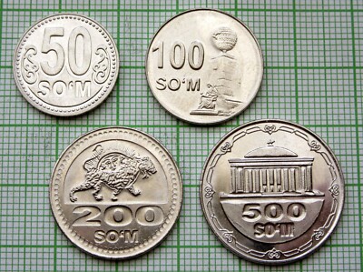UZBEKISTAN 2018 4 COINS SET - 50, 100, 200 & 500 S'OM, UNC | eBay