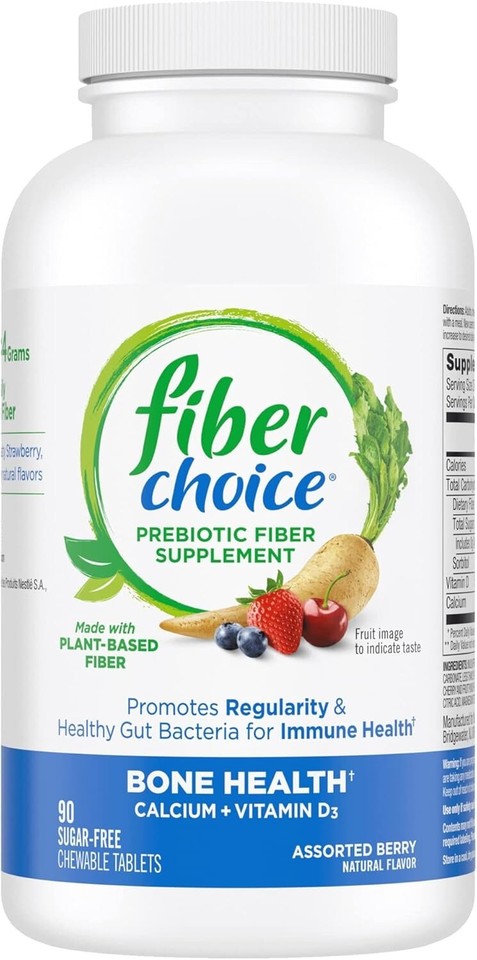 3PK Fiber Choice PreBiotic Fiber Bone Health ~ 90 Chewable Tabs Each ...