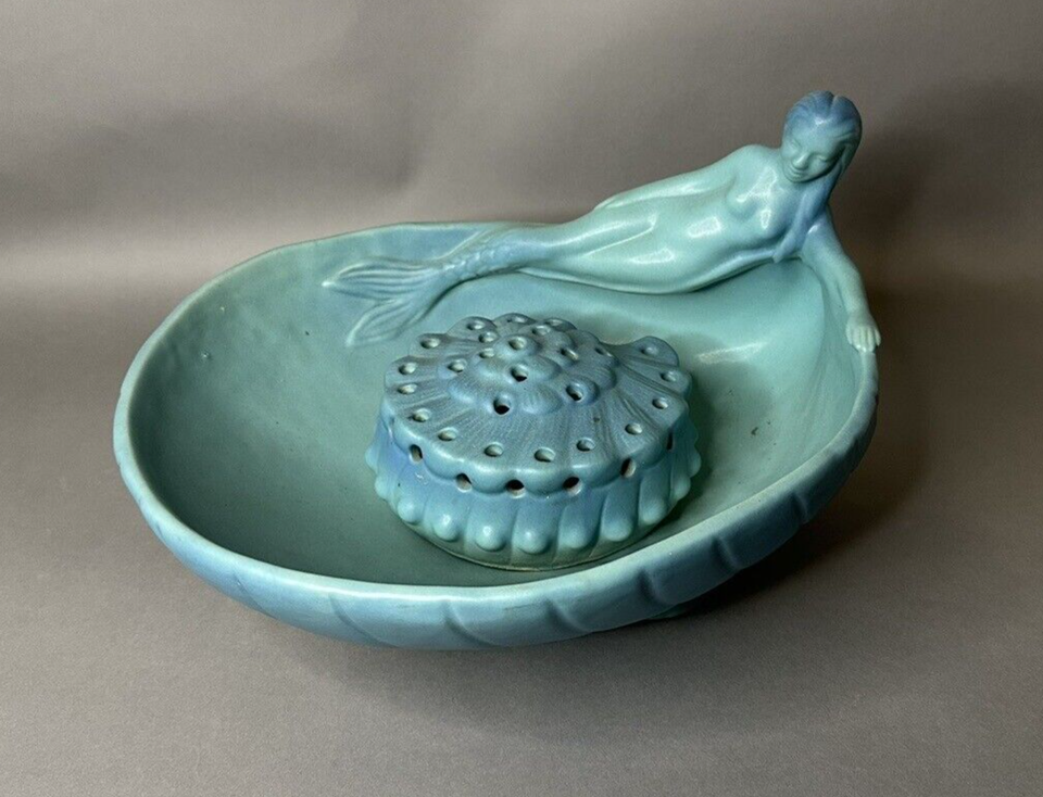 Van Briggle Art Pottery Siren of the Sea Mermaid Console Bowl Shell ...