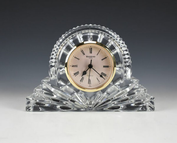 Waterford Crystal Mantle Desk Cottage Clock Gold Face Quartz Movement ...