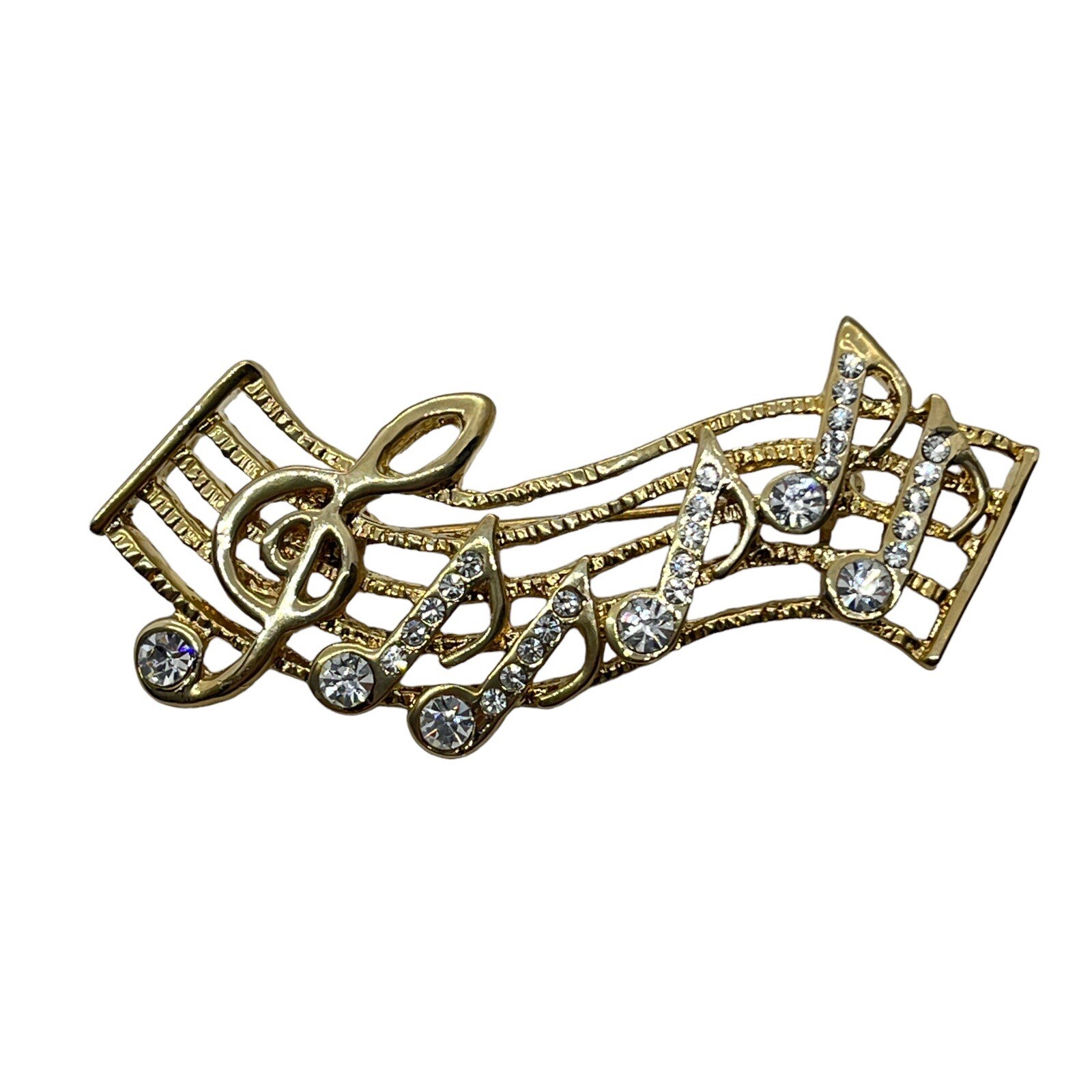 Treble Clef Brooch Pin Musical Notes Staff Rhinestone… - Gem