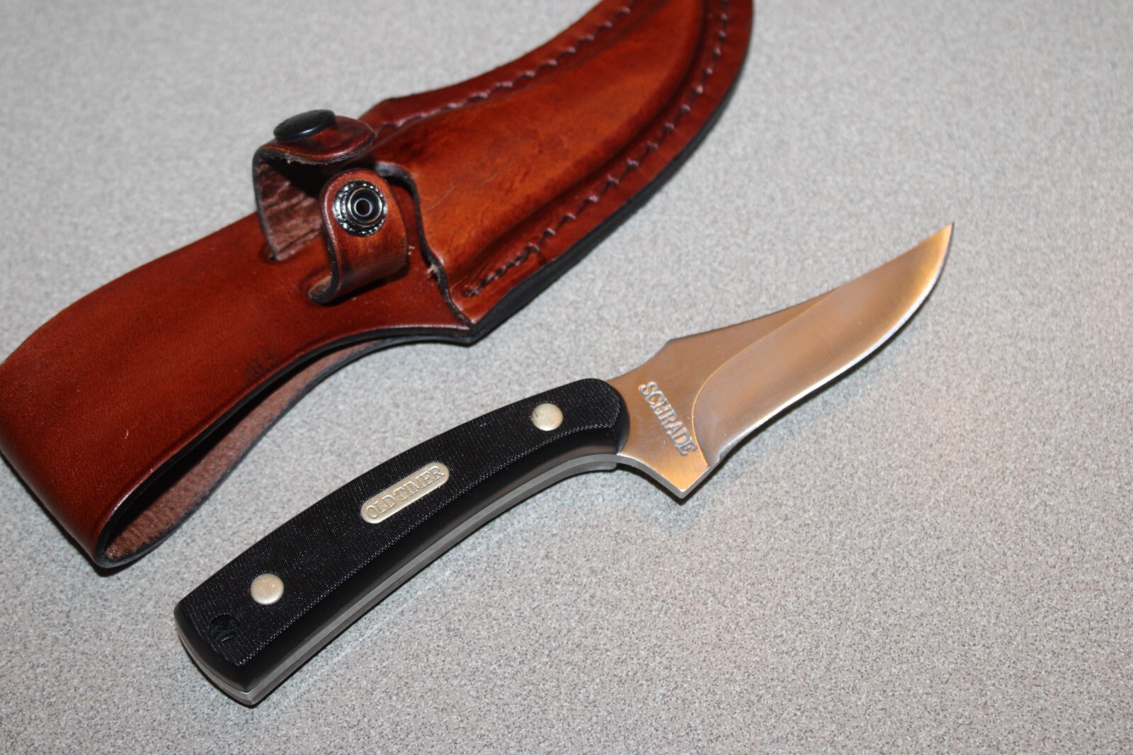 Schrade 152OT Old Timer 7-1/8" fixed blade Sharp Finger Full Tang knife ...