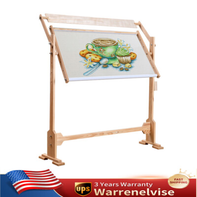 Needlework Adjustable Embroidery Stand Wooden Frame Cross Stitch Floor ...