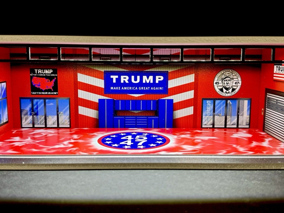 Trump Theme Diorama For 1:64 Scale Toy Car Model Diorama Garage W/ LED ...