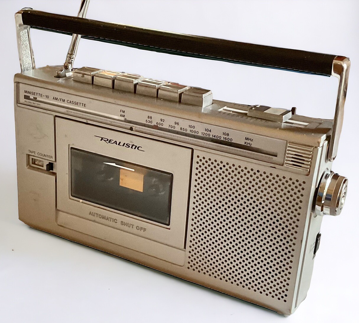 Vtg Realistic Minisette-10 Portable FM/AM Cassette 14-1000 Radio Shack ...