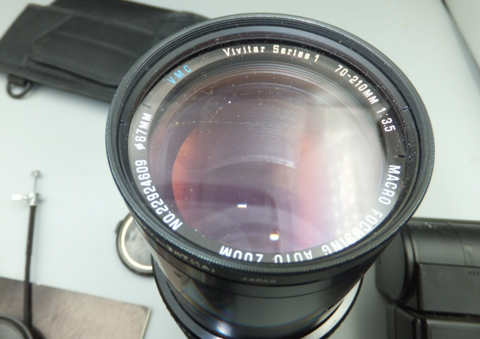 Camera Junk box lot Minolta X-700, 320X flash, Vivitar 70-210 Sr1, lens ...