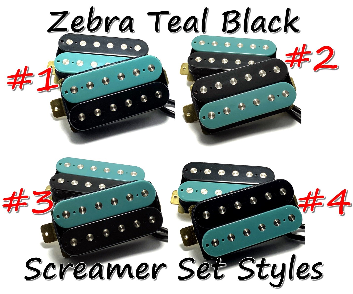 Teal Zebra Screamers, Dragonfire Humbucker Pickups ~ Zebra HH Set Color ...