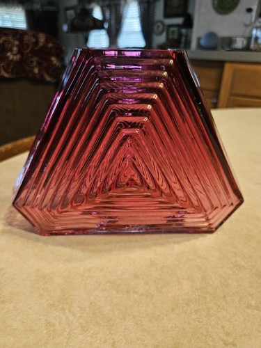 Vintage Pilgrim Glass Cranberry Triangle Blenko Style 9"x 6.25"x 4.5 ...