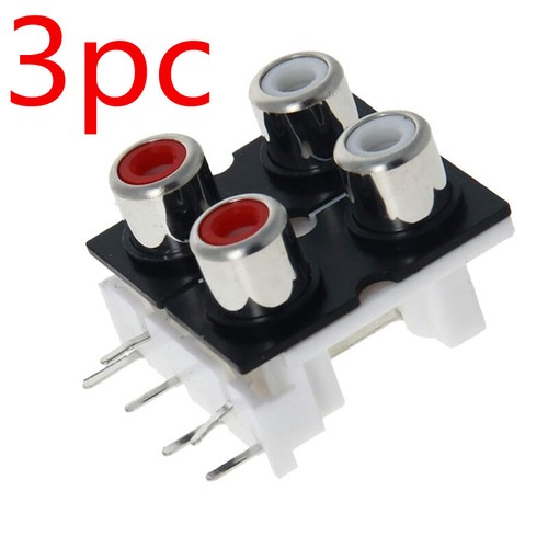 3Pc 4RCA Female 6Pin PCB Mounted AV Outlet Socket Stereo Audio Video ...