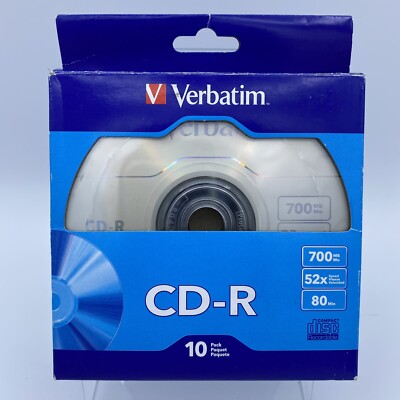 Verbatim CD-R Recordable 700MB 52X with Branded Surface , 10 Pack New ...