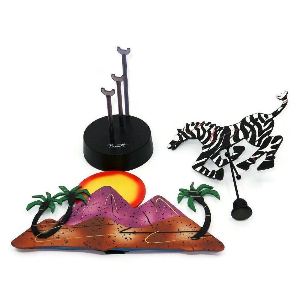 Fredrick Prescott 'Run, Zebra, Run' Resin Kinetic Sculpture, 10" x 12 ...