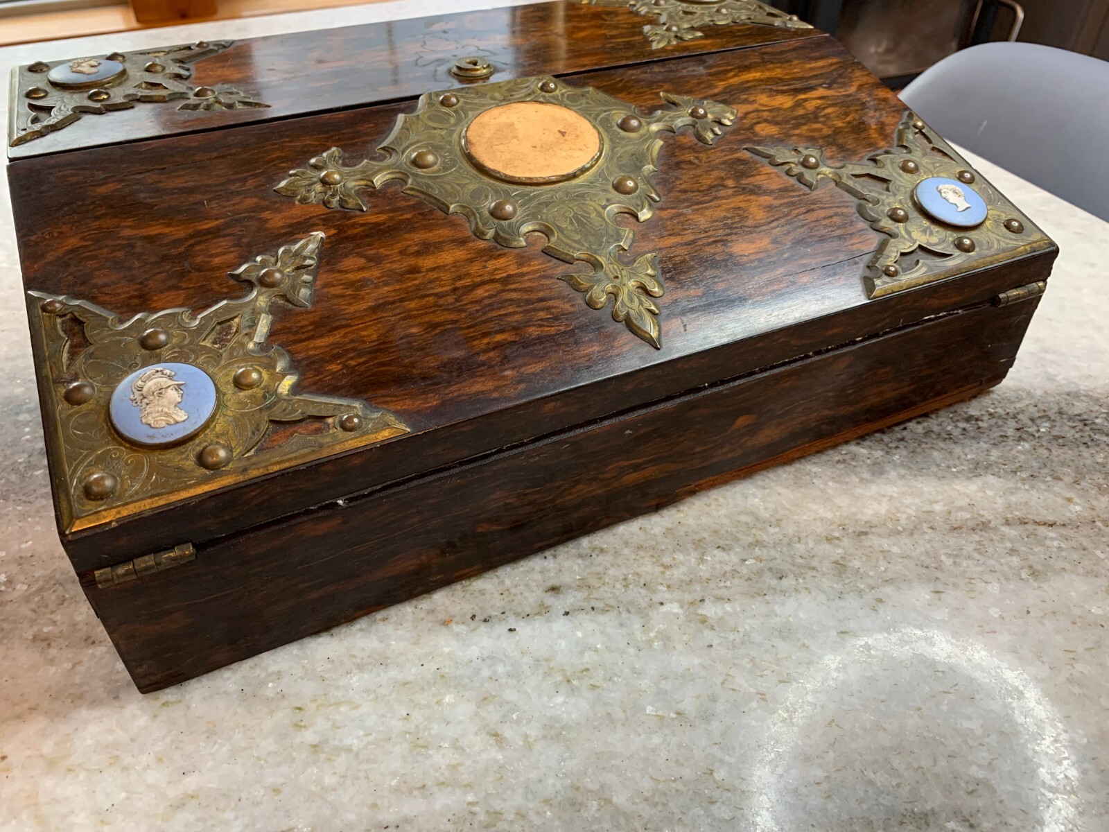 Rare Antique 1800s S Sampson Mordan & Co Wood Jewelry Stationary Box ...