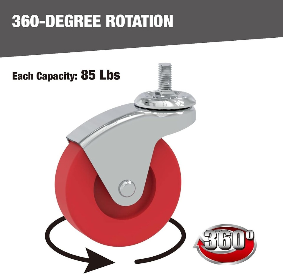 2/6 Pcs Swivel Caster Wheel Creeper Cart Stool Post Mount Replacement ...