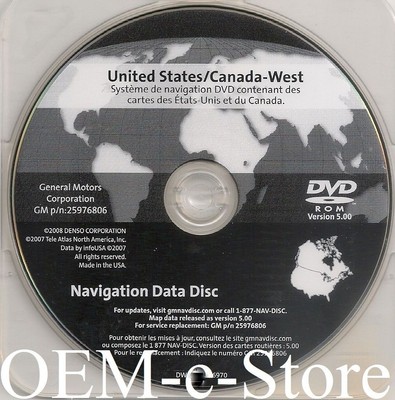 WEST DISC USA / CAN GM Cadillac Nav 25852830 GPS NAVIGATION DVD MAP ...