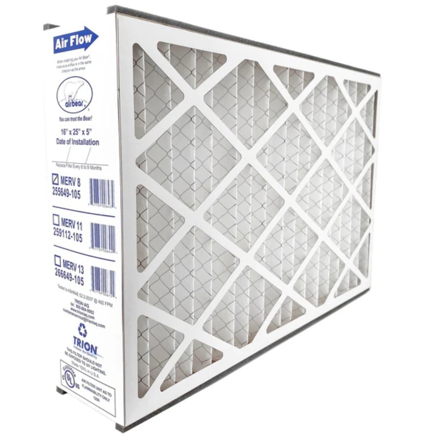 Trion Air Bear 255649-105 (2 Pack)- Pleated Furnace Air Filter 16"x25 ...