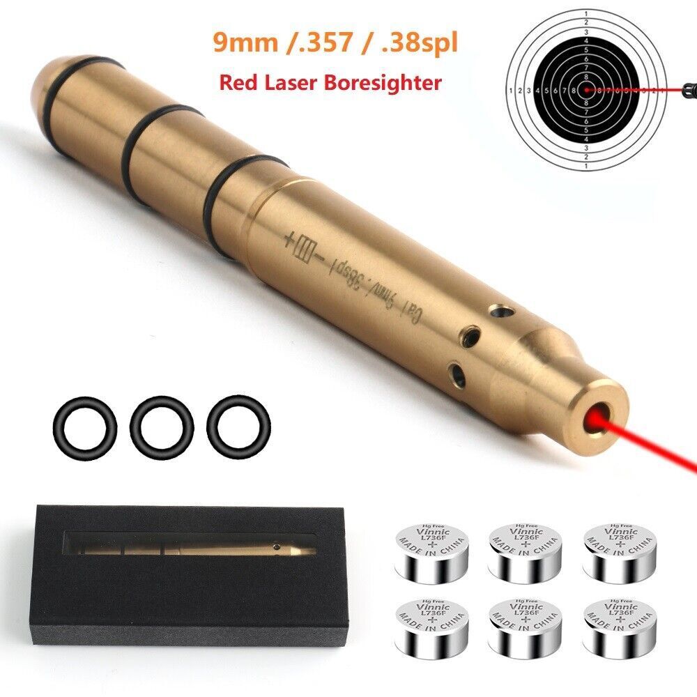 .177/22LR/.223Rem/9mm/.38spl Cal Red Laser Boresighter End Barrel Bore ...