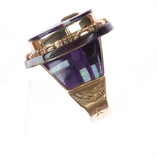 sz6.75 Herman Hoskie Navajo 14k Gold Sugilite/opal inlay ring | eBay