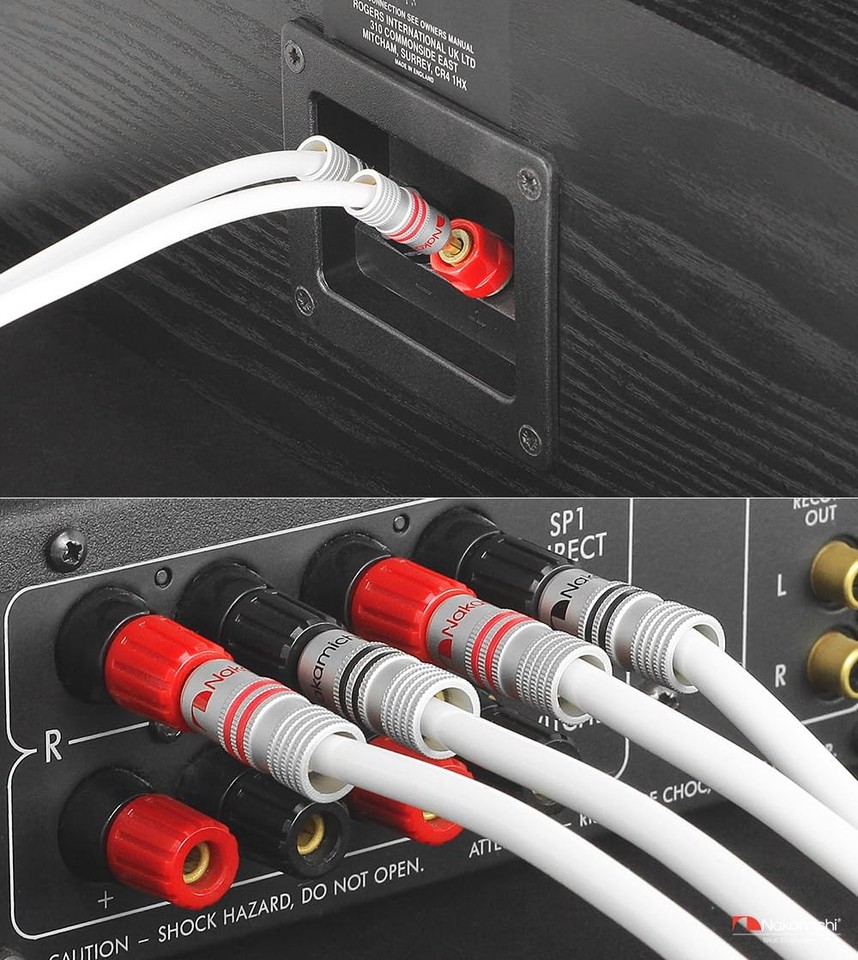 Nakamichi speaker cable wires Excel Series 24k gold-plated banana plugs ...