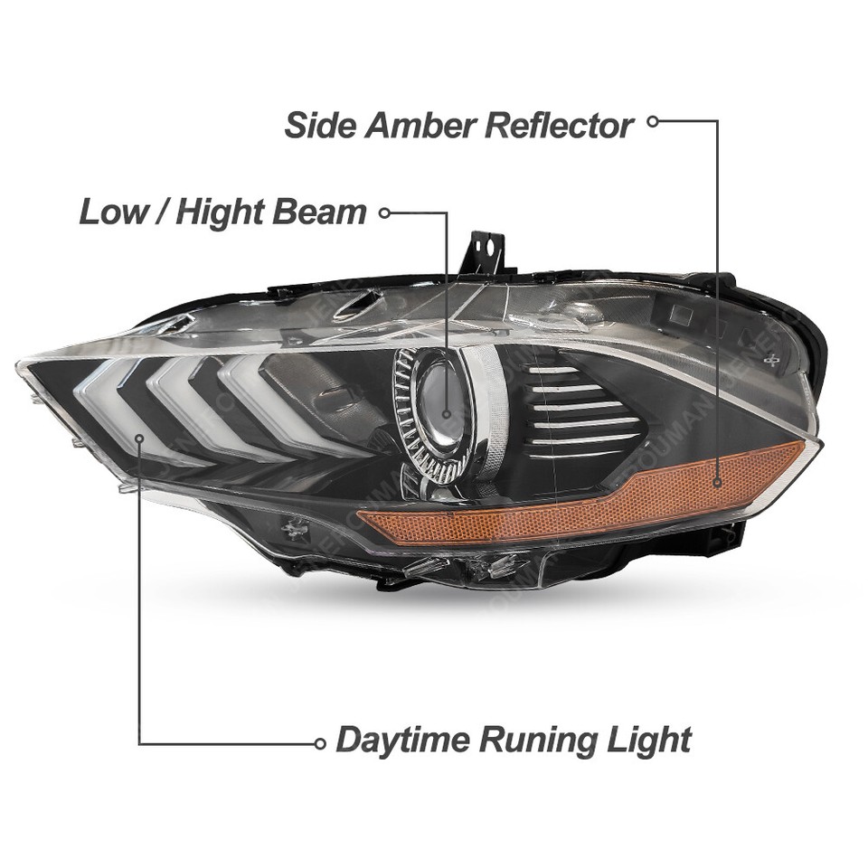 Driver Headlight For 2018-2023 Ford Mustang Full LED Projector Headlamp ...