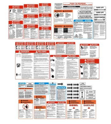 BANDIT WOOD CHIPPER WARNING & SAFETY DECAL KIT ENGLISH & SPANISH 150 ...