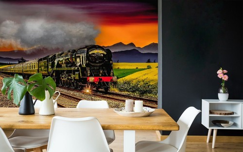 3D Pastoral Train O820 Transport Wallpaper Mural Self-adhesive ...