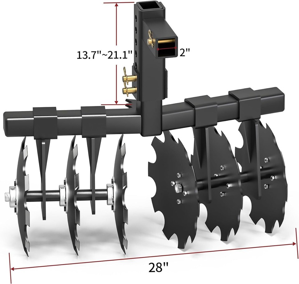 28" Cut Width ATV/UTV Disc Plow Harrow With 2" Receiver Hitch Heavy ...