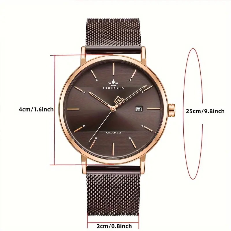 FOURRON Men's Stainless Steel Quartz Watch - Date Function Luminous | eBay