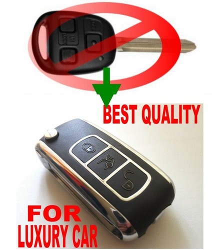 CHROME FLIP KEY REMOTE FOR TOYOTA PRADO CHIP KEYLESS ENTRY CLICKER FOB ...