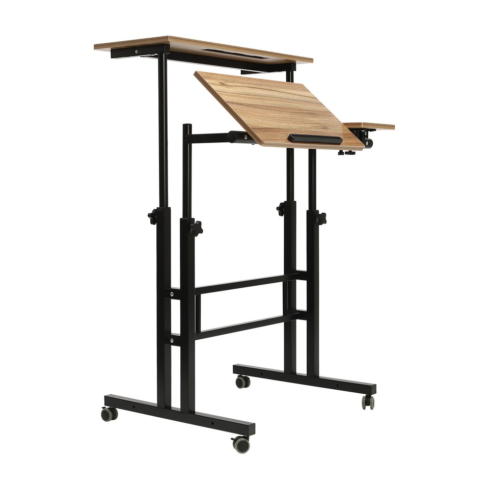 Rolling Laptop Desk Adjustable Height Computer Table Stand up Office ...