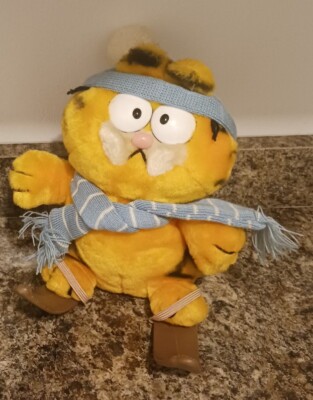 Vintage Plush Garfield Comic Cat 9" Ski Skier Skiing Olymics Scarf ...