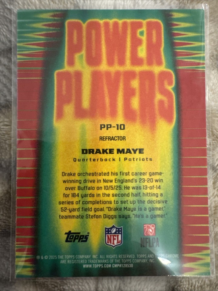 Topps Chrome Power Players Drake Maye Refractor #PP-10 Patriots ...
