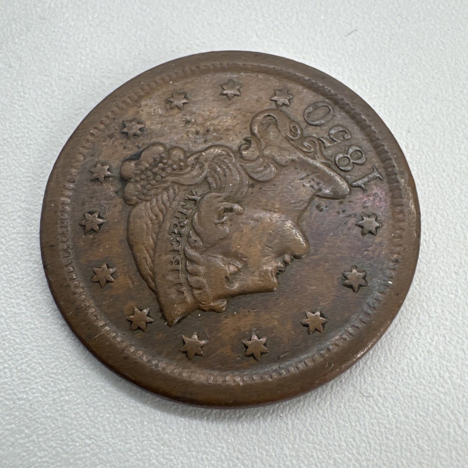 1850 Braided Hair Large Cent Choice Very Fine Coin Original Brown Tone ...