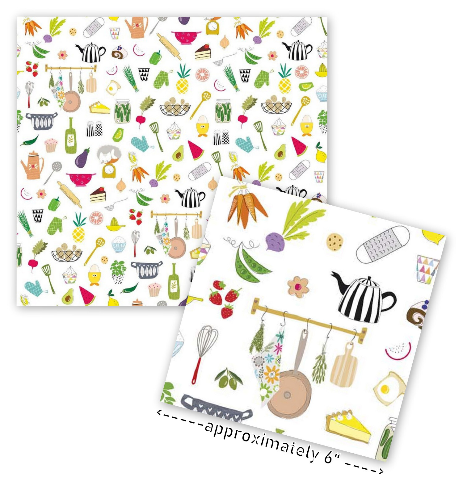 Kitchen Food Fabric Pickle Lemon Spatula Cotton What's Cookin' QT By ...