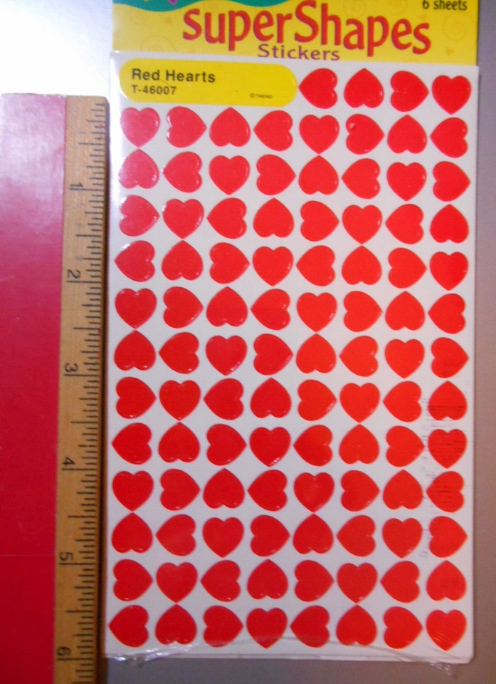 6 sheets MINI RED HEARTS Scrapbook Stickers LOVE VALENTINE Vintage 1998 ...