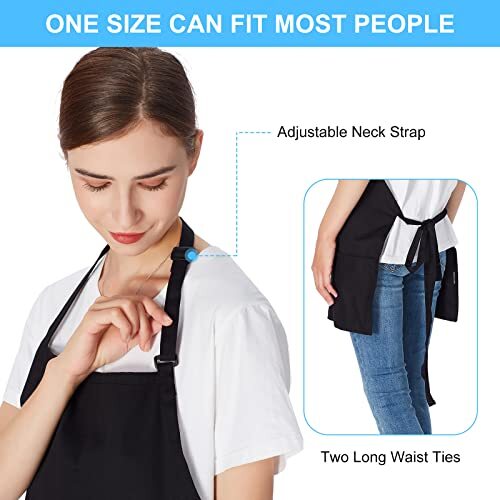 2 Pack 3 Pockets 100% Adjustable Bib Apron Chef Kitchen Cooking Cotton ...
