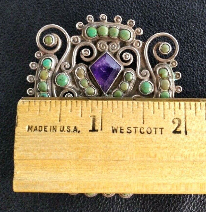 Vintage Mexican Matl Style 925 Silver Pin/Brooch with Turquoise ...