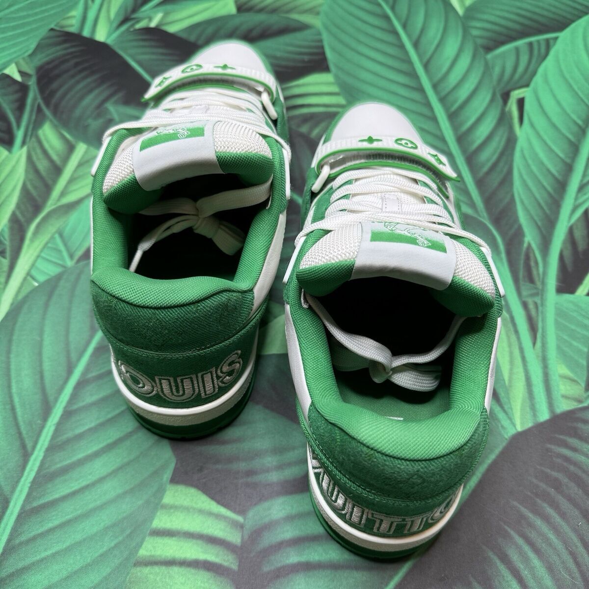Louis Vuitton Trainer Low Denim Monogram 'green White' Sz Louis Vuitton Trainer Low Denim Monogram 'green White' Sz