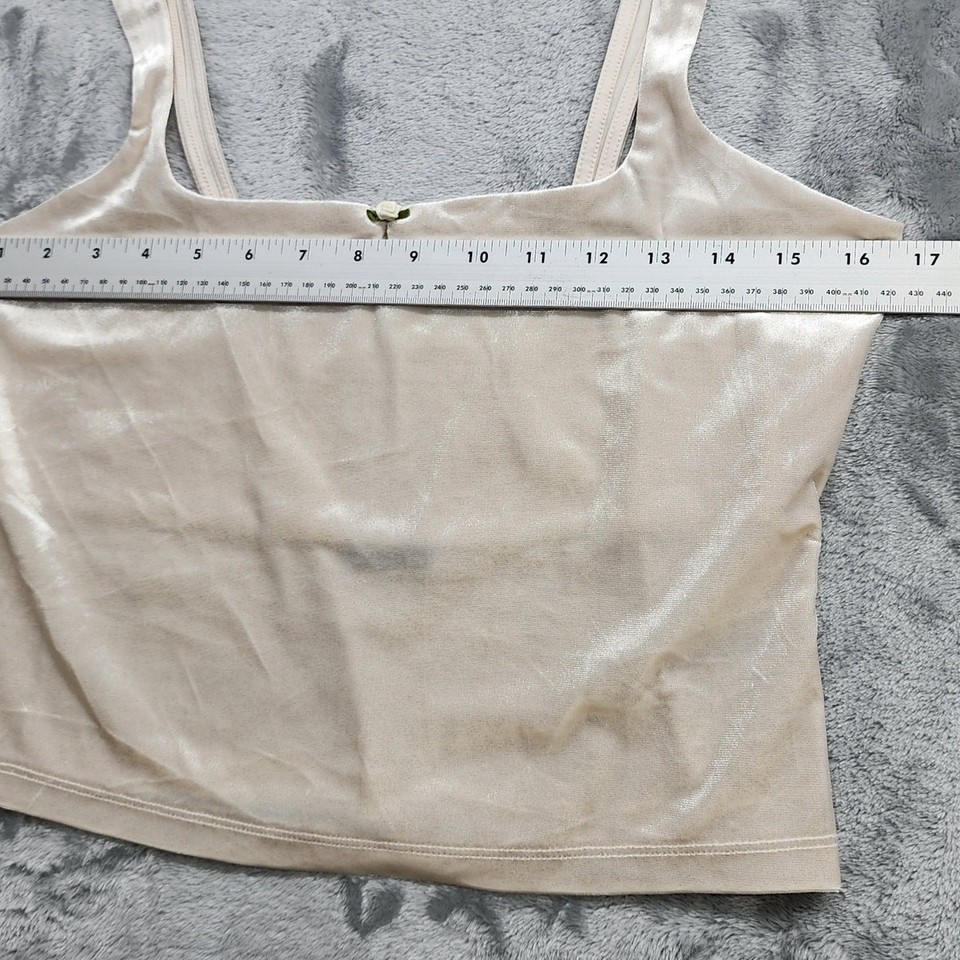 NEW Wild Fable Top Womens M Cream Stretch Velvet Crop Cami Top Keyhole ...