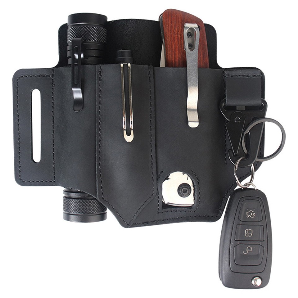 Genuine Leather Waist Bag Cell Phone EDC Holster Retro Case Belt Loop ...