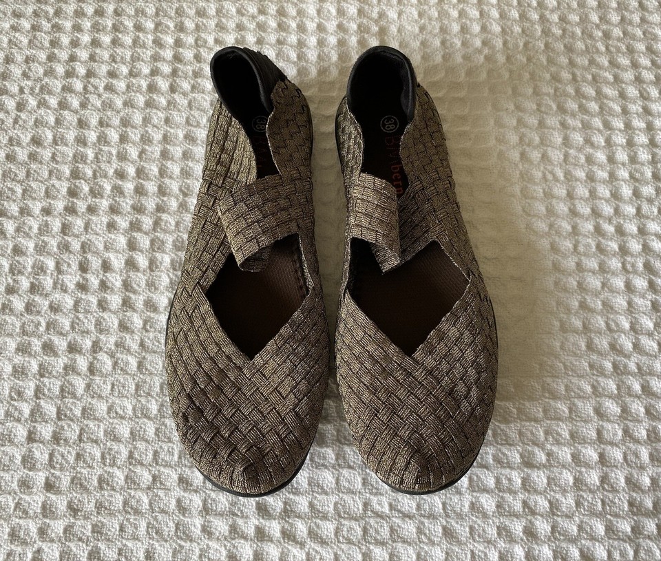 BERNIE MEV Cuddly 38 / 7.5 - 8 Bronze Woven Mary Janes Flats Comfort ...