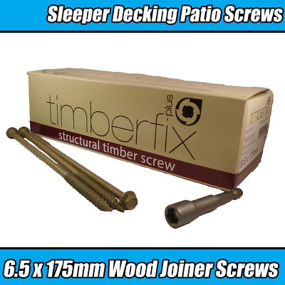 6.5mm x 175mm 7" TIMBER LOCK TIMBERFIX RAILWAY SLEEPER DECKING WOOD HEX ...