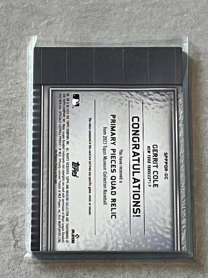 2023 Museum Collection Gerrit Cole GW Quad Patch Emerald 1/1 #SPPPQR-GC ...