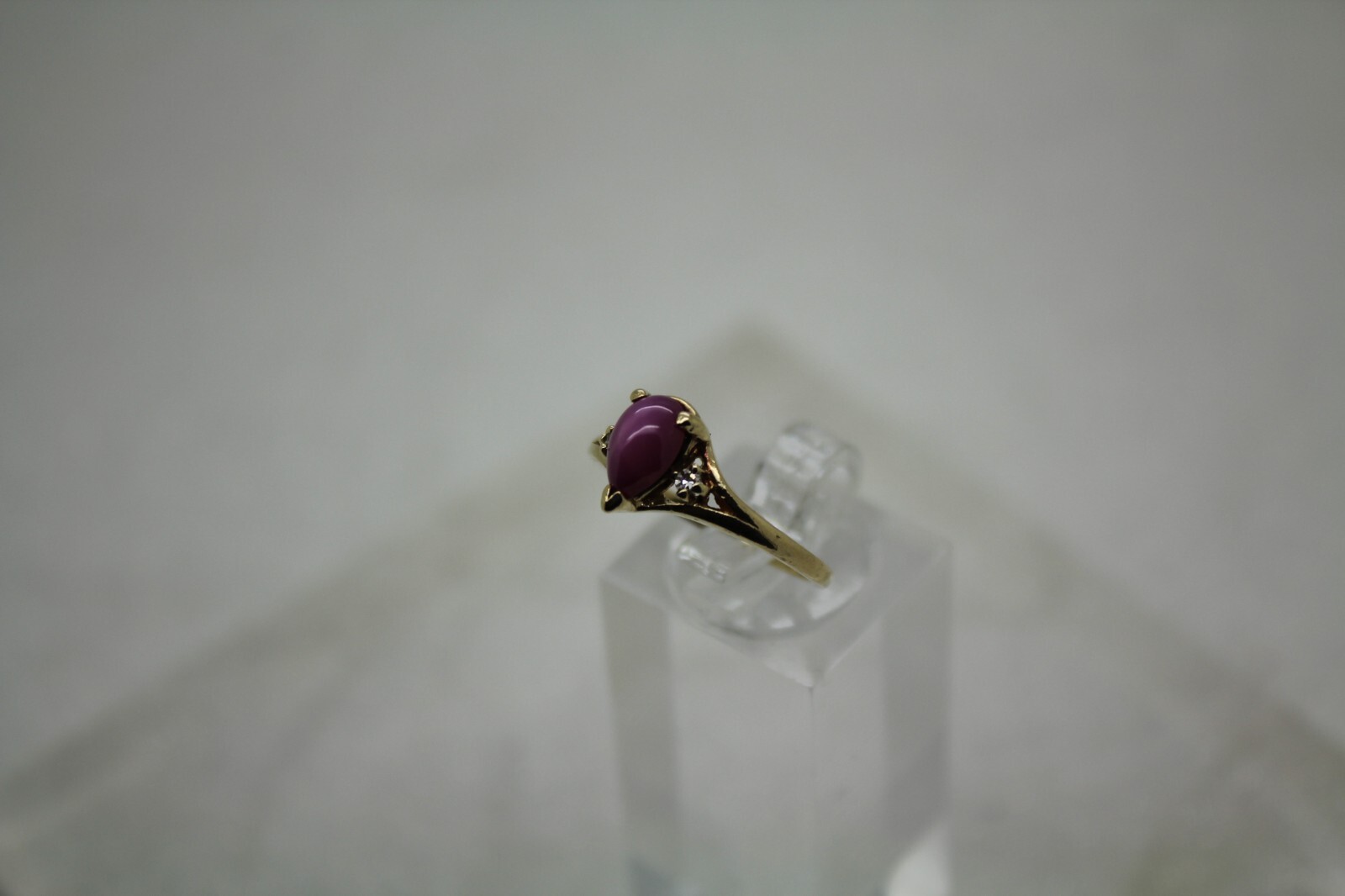 Signed RW 14k Yellow Gold PINK SAPPHIRE LINDE STAR DIAMOND accent RING ...