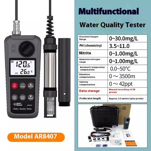 AR8406 Dissolved Oxygen Meter Portable Tester Aquaculture Water Quality ...