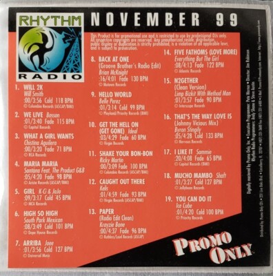 Promo Only CD - November 1999 - Rhythm Radio Series - Promotional CD ...