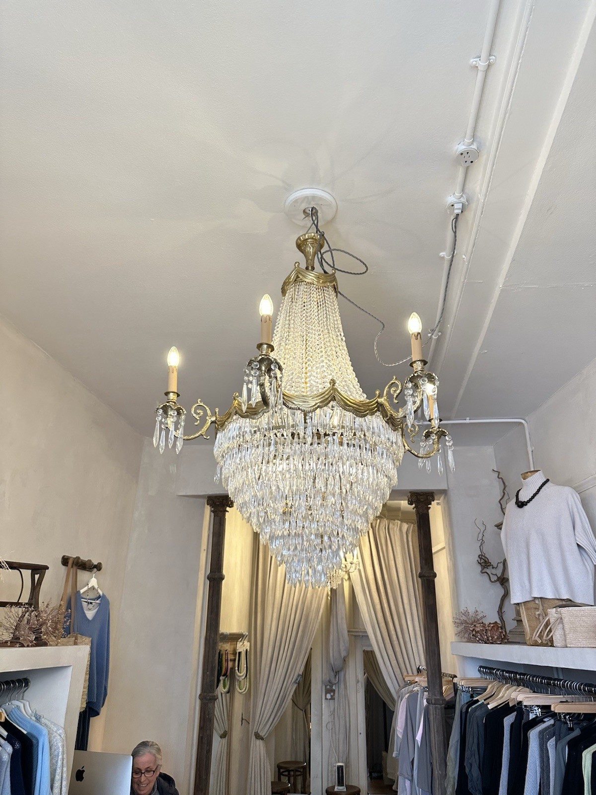 Stunning, 4ft Tall, Antique French Crystal Waterfall Chandelier ...