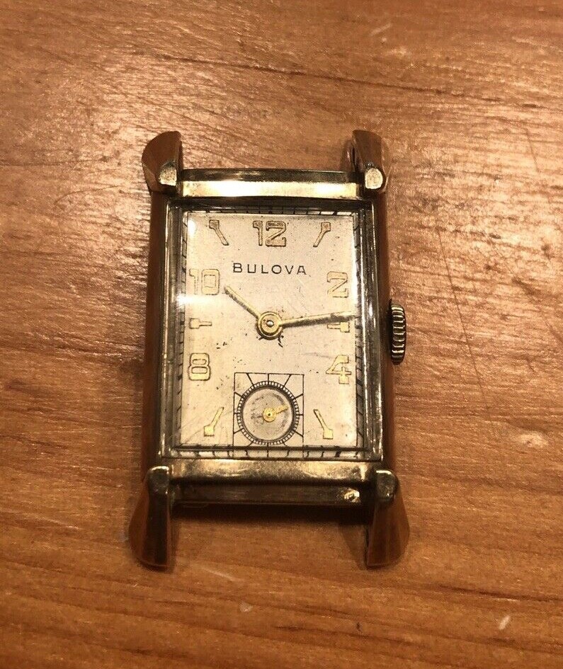 1940s Bulova Tank Style Wrist Watch 7AK 21J Movement 10K GF Case Runs ...