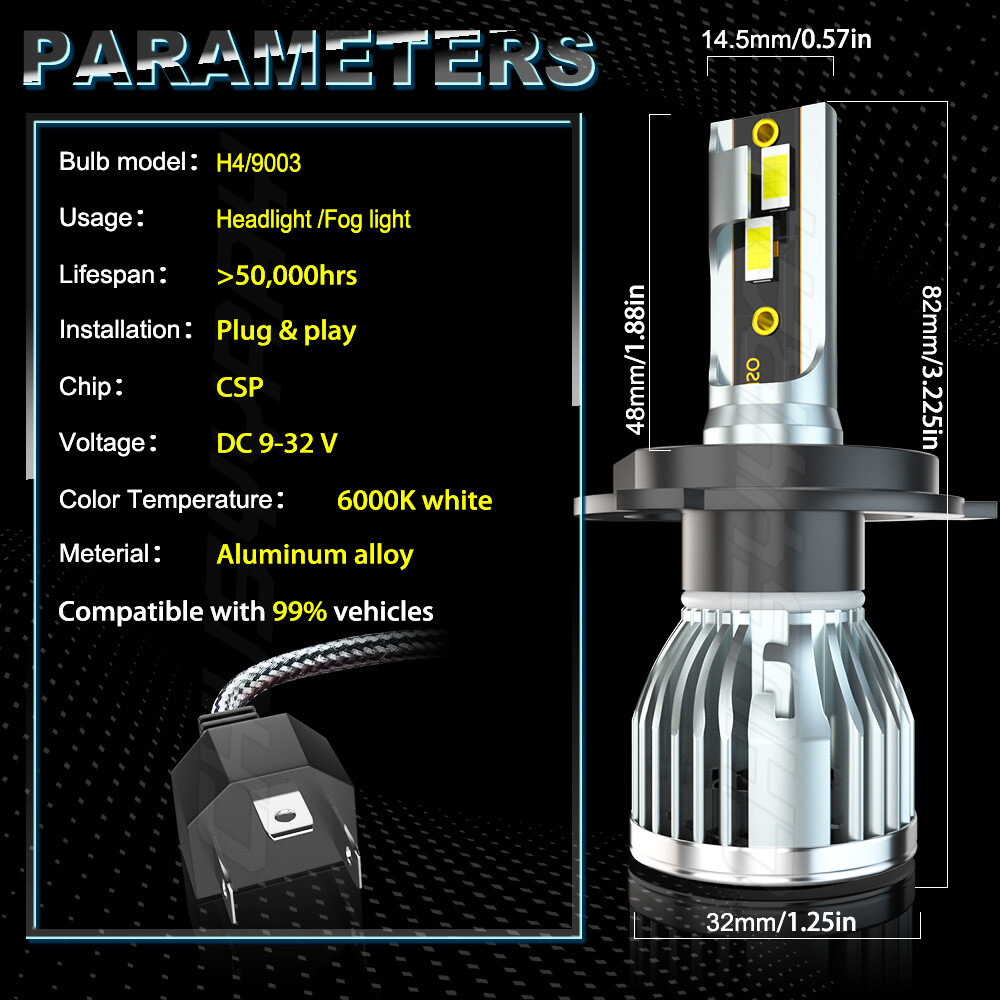 Fit Ford Mustang 1965~1973 Brightest Pair 7" Round Led Headlights High ...