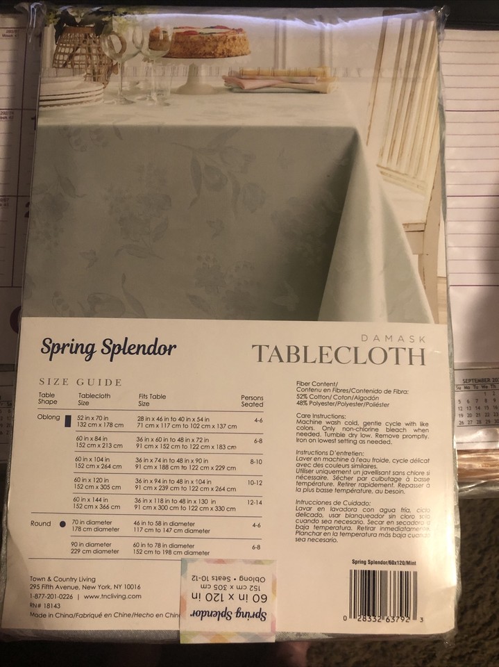 New Spring Splendor floral Tablecloth in mint green Oblong 60" x 120 ...