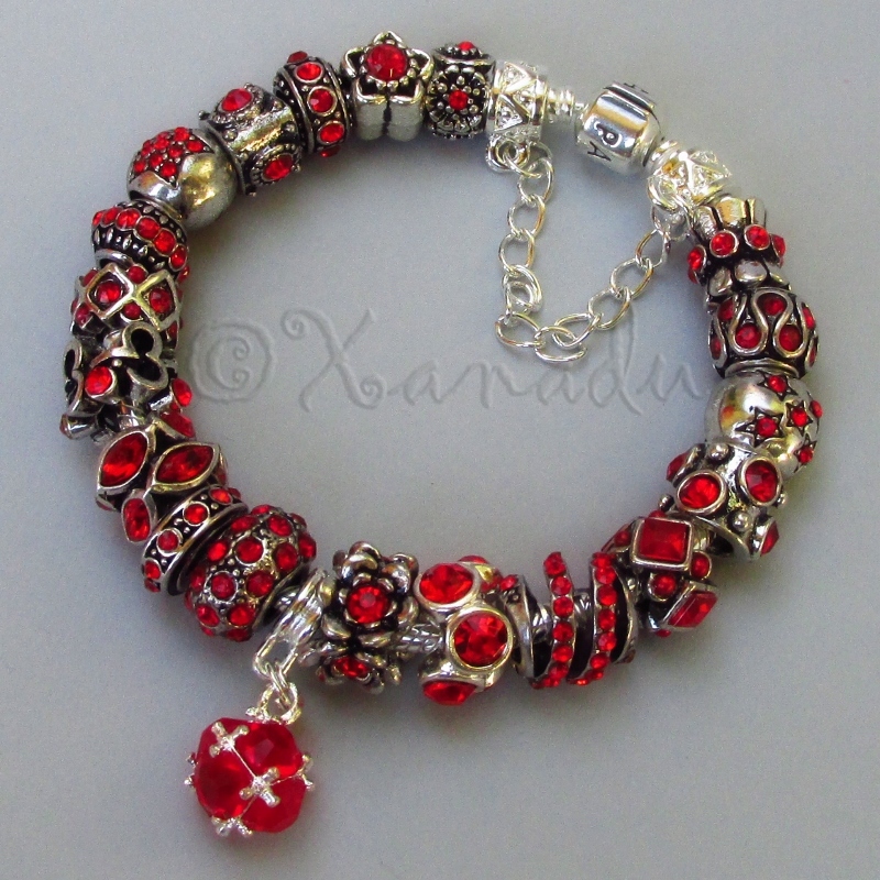 Genuine Sterling Pandora Bracelet European Ruby Red July Birthstone ...